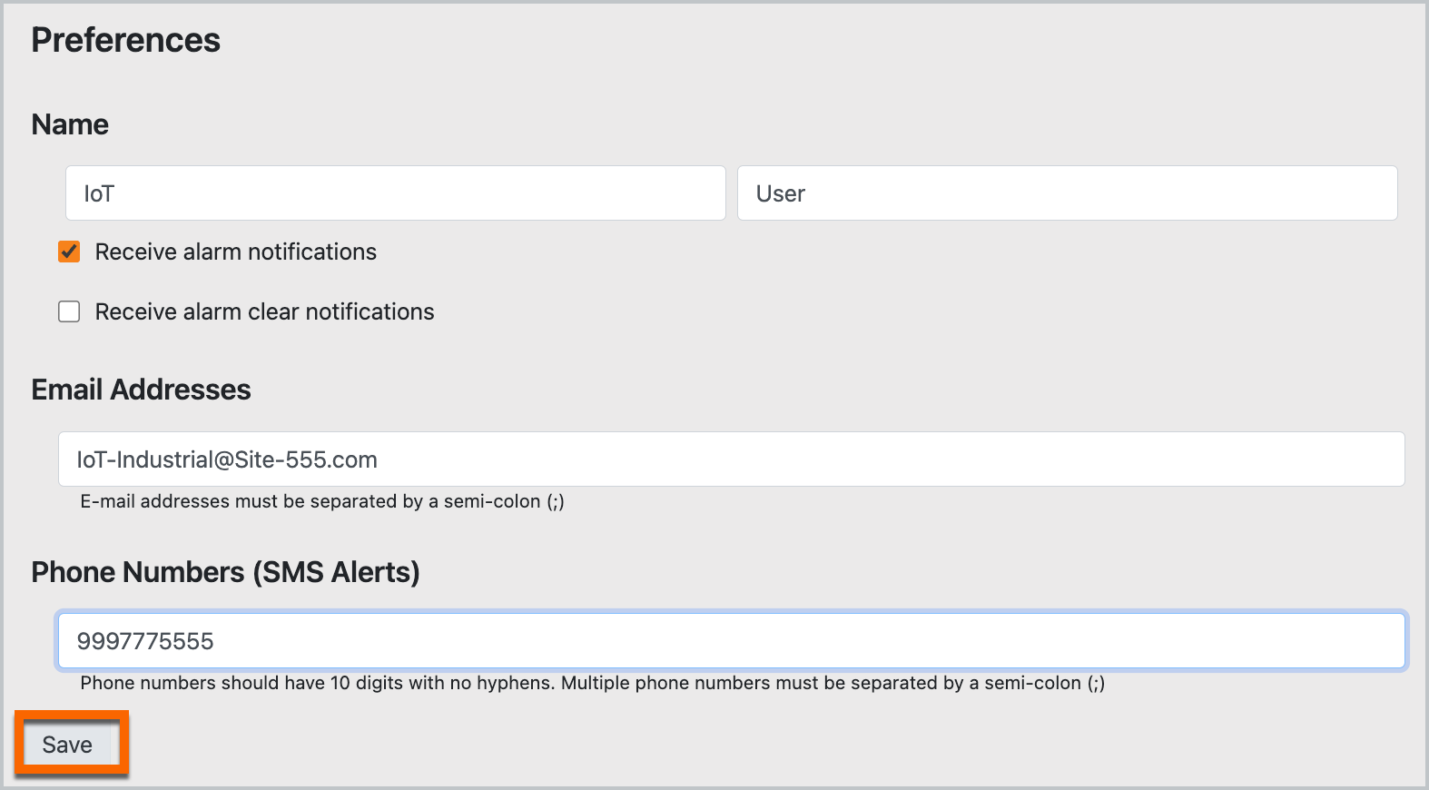 User Notification Preferences